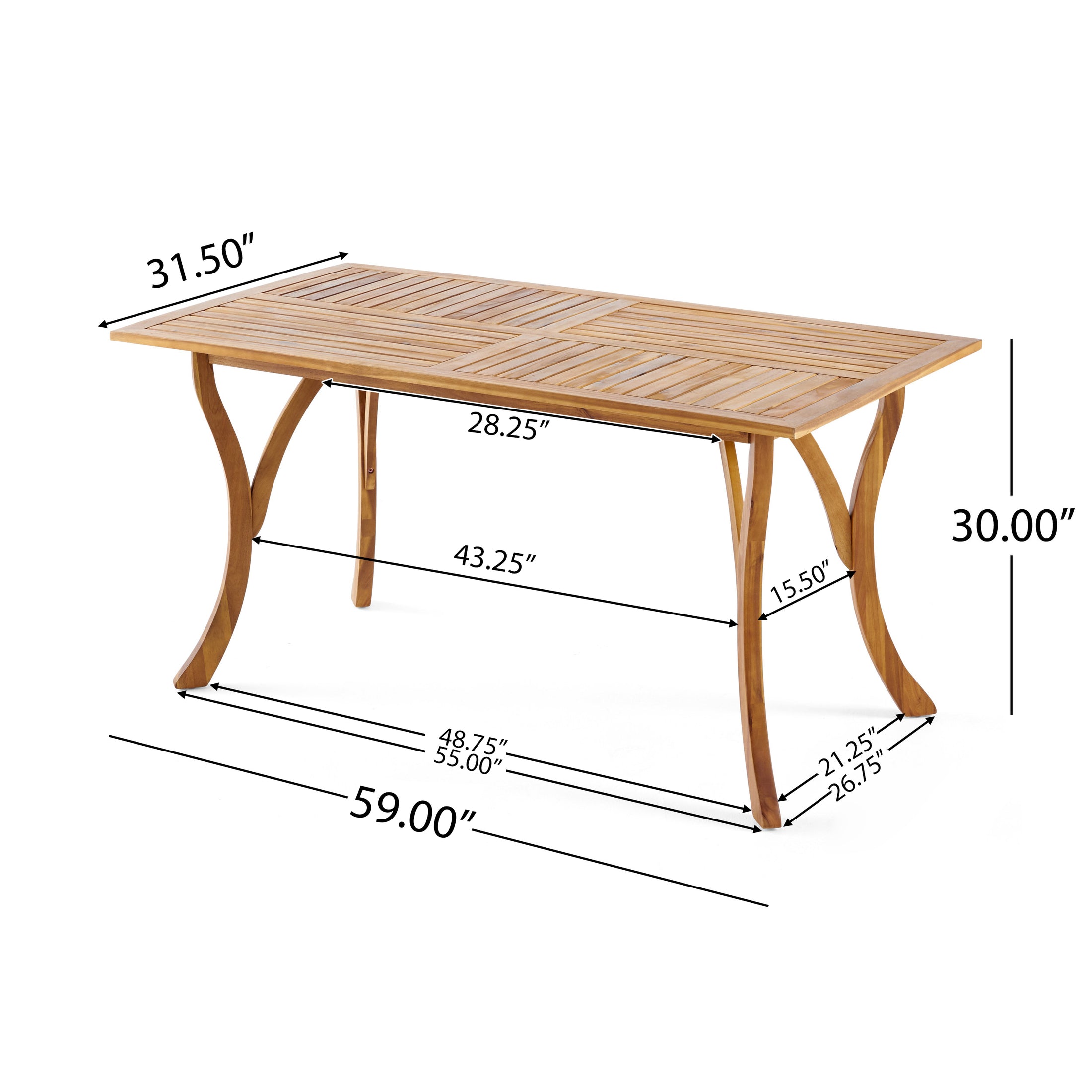 Hestia Teak Finish Acacia Wood Rectangular Dining Table – GDFStudio