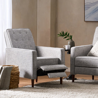 Macedonia Mid Century Modern Tufted Back Fabric Recliner – GDFStudio