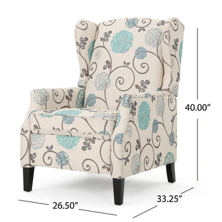 Weyland Floral Fabric Wingback Recliner – GDFStudio