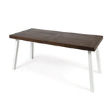Mika Outdoor Finished Acacia Wood Dining Table with Metal Legs – GDFStudio