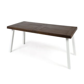 Mika Outdoor Finished Acacia Wood Dining Table with Metal Legs – GDFStudio