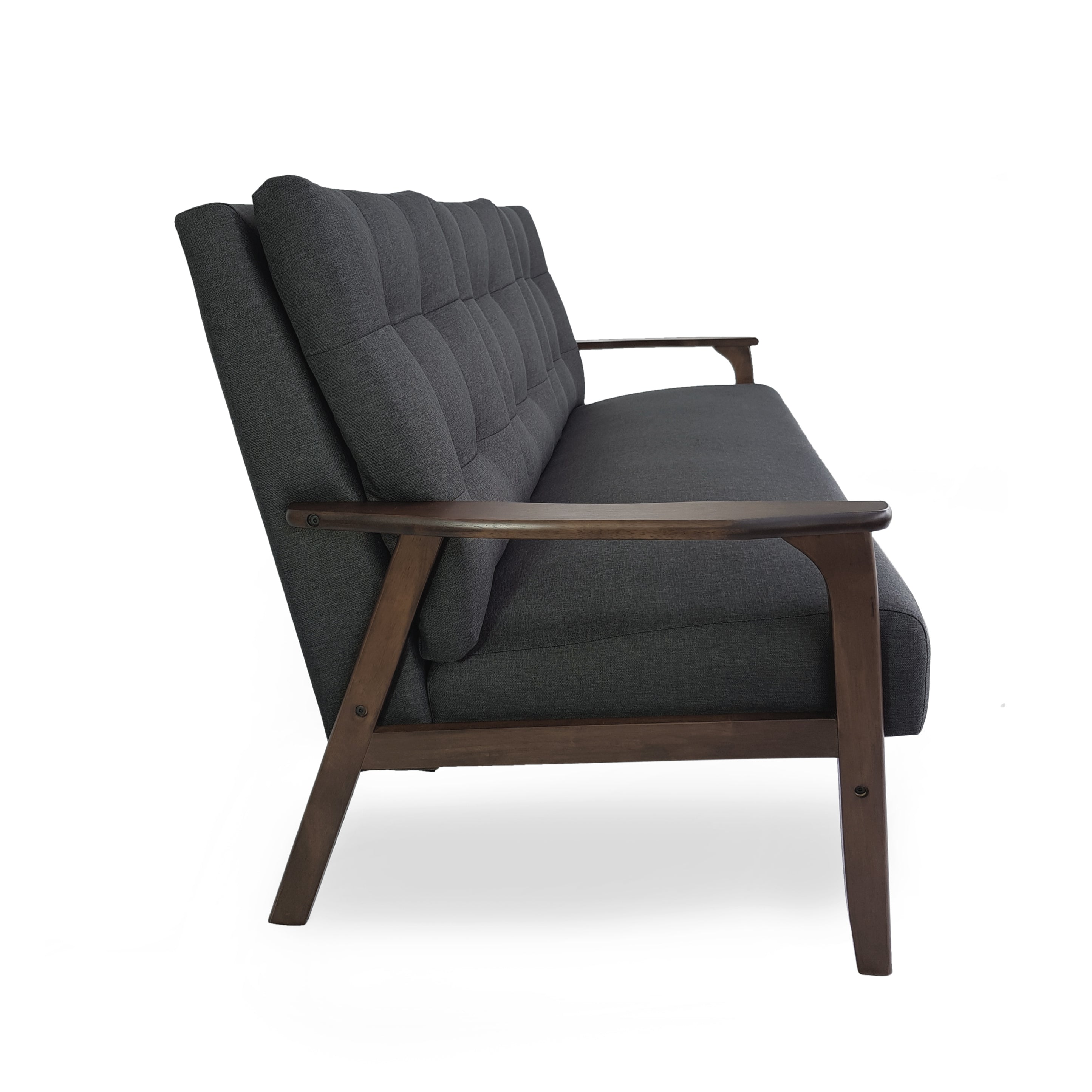 Samulle Mid Century Waffle Stitch Tufted Accent Sofa with Rubberwood L ...