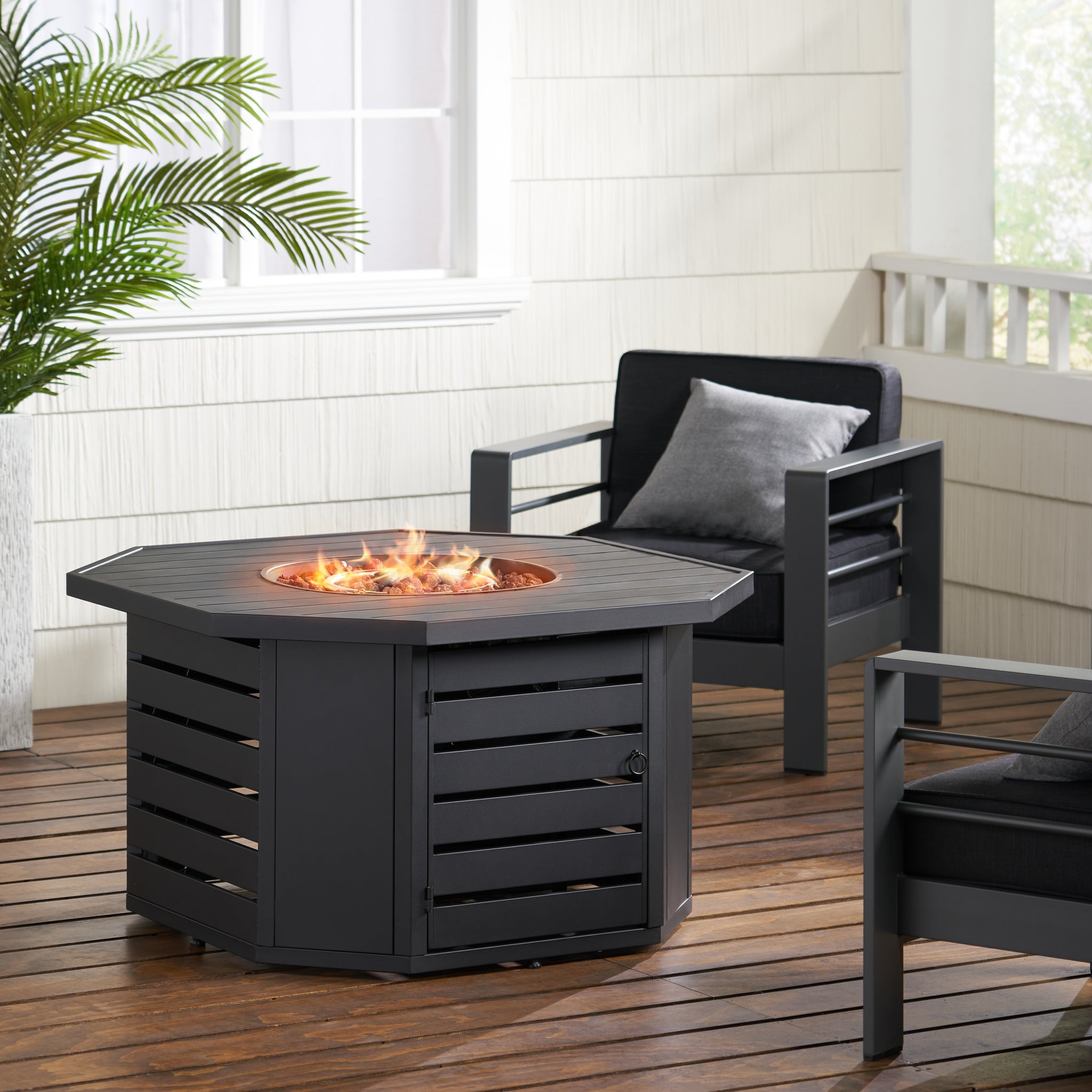 Moira Octagonal Propane Fire Pit Table – GDFStudio
