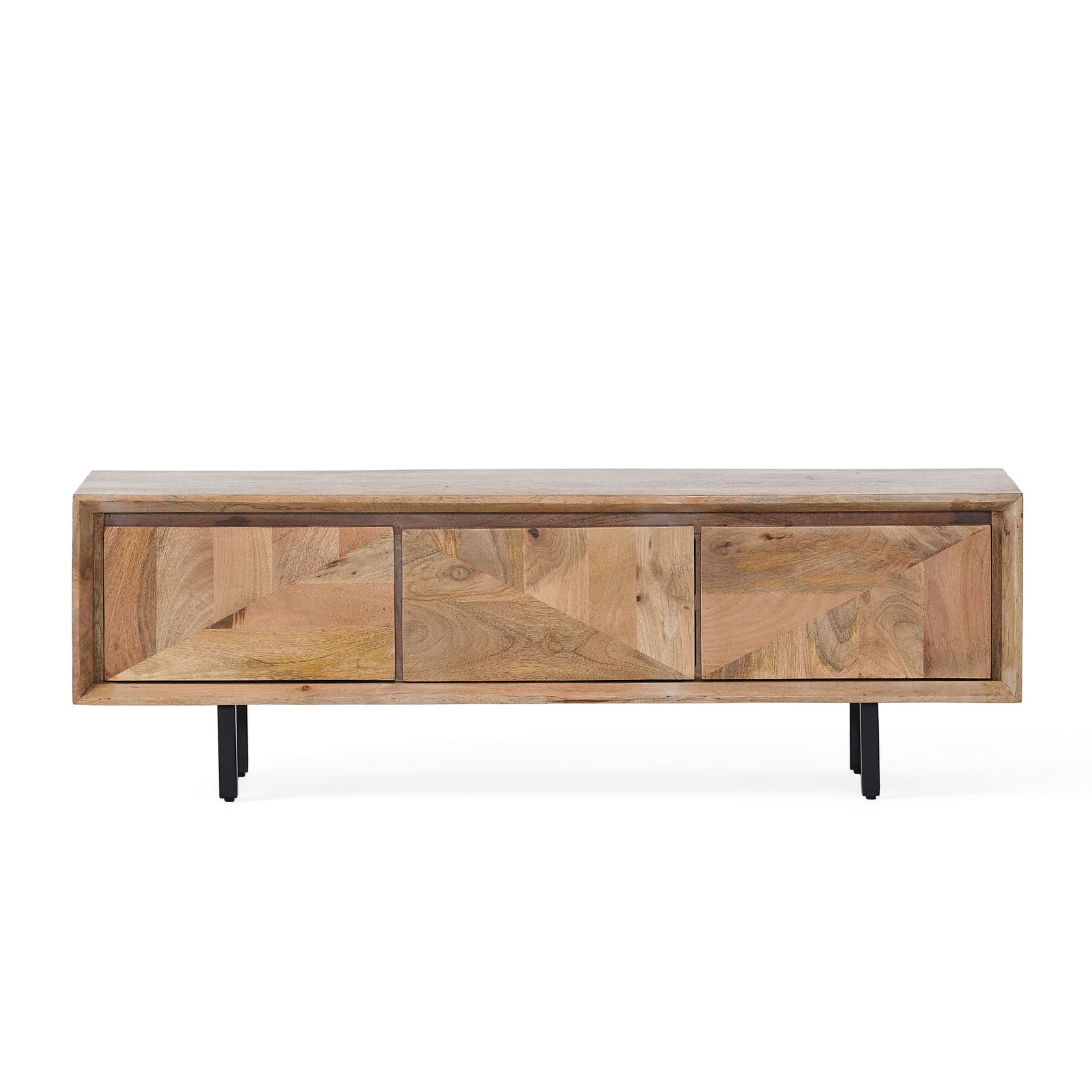 Zanya Handcrafted Boho 3-Drawer Wood TV Stand – GDFStudio