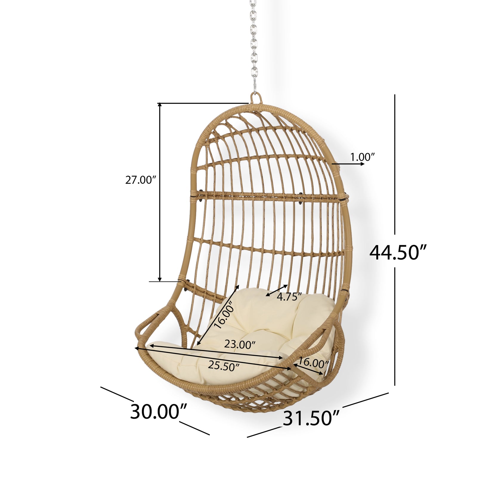 Ottawa Outdoor Wicker Hanging Nest Chair (No Stand) – GDFStudio