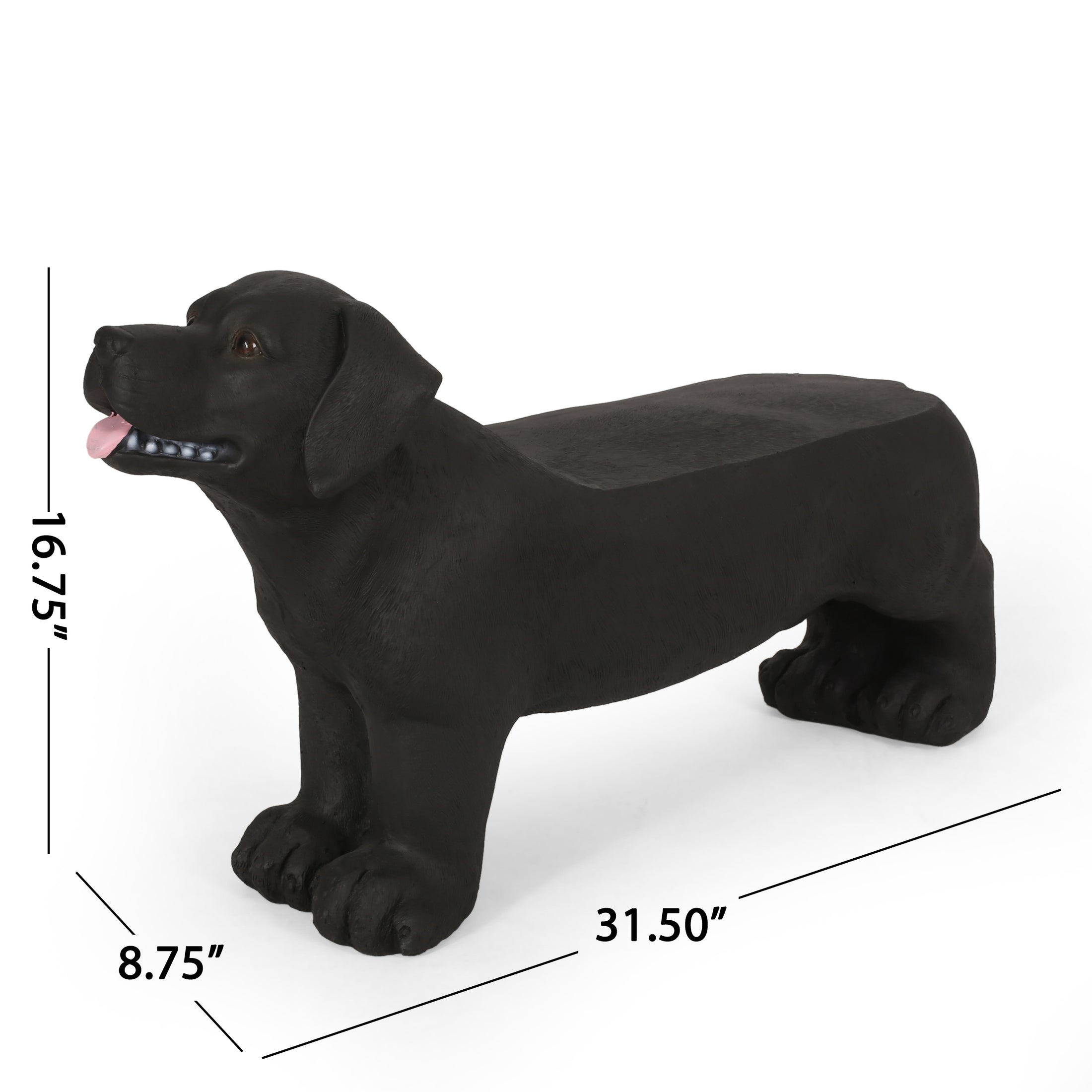 Cullimore Outdoor Labrador Dog Garden Bench, Matte Black – GDFStudio