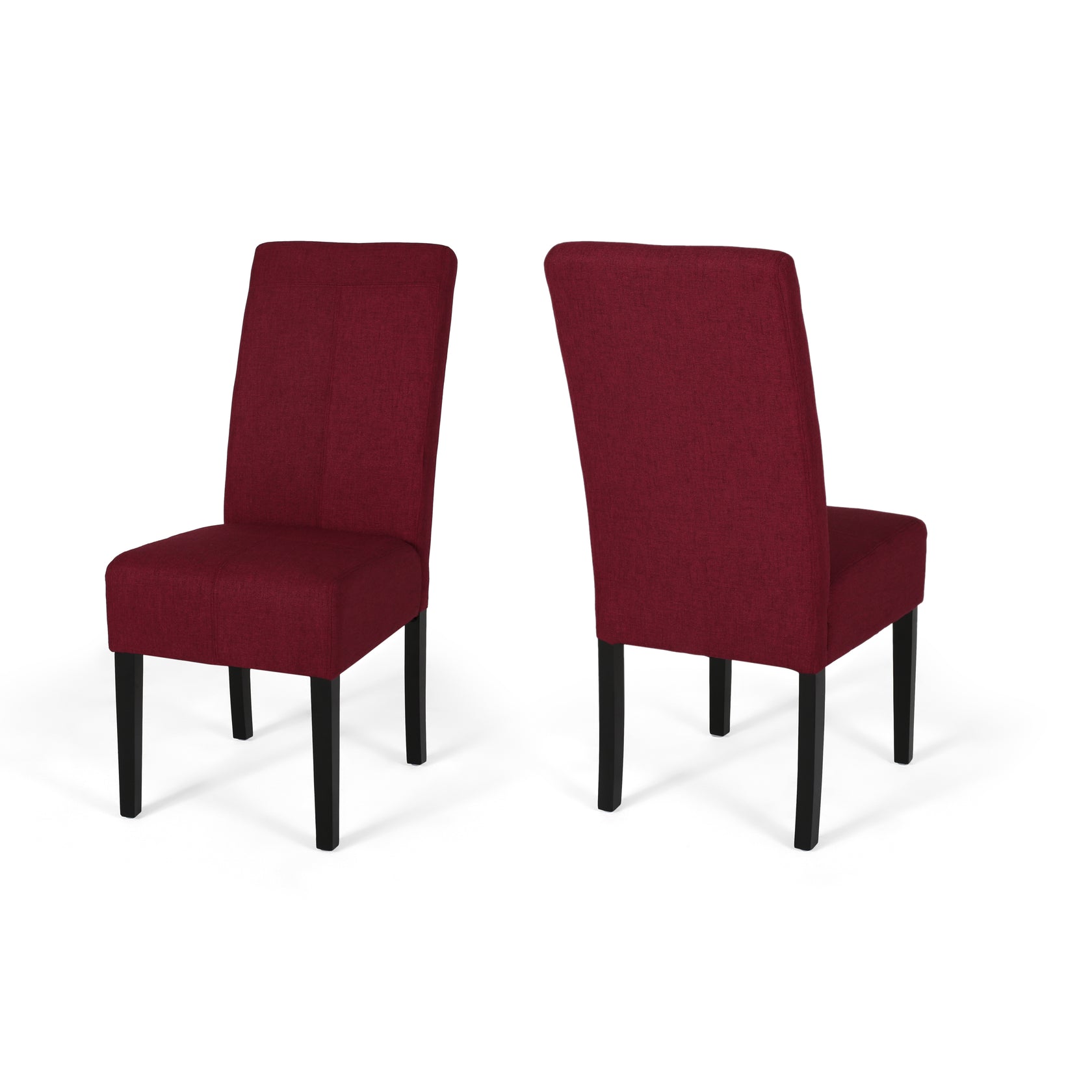 Raphael Wooden Dining Chairs (Set of 2), Deep Red and Dark Brown Finis ...
