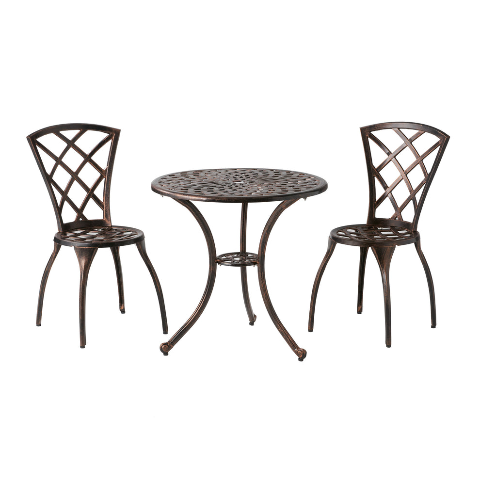 Glenbrook Traditional Outdoor Copper Cast Aluminum Bistro Set with Umb ...