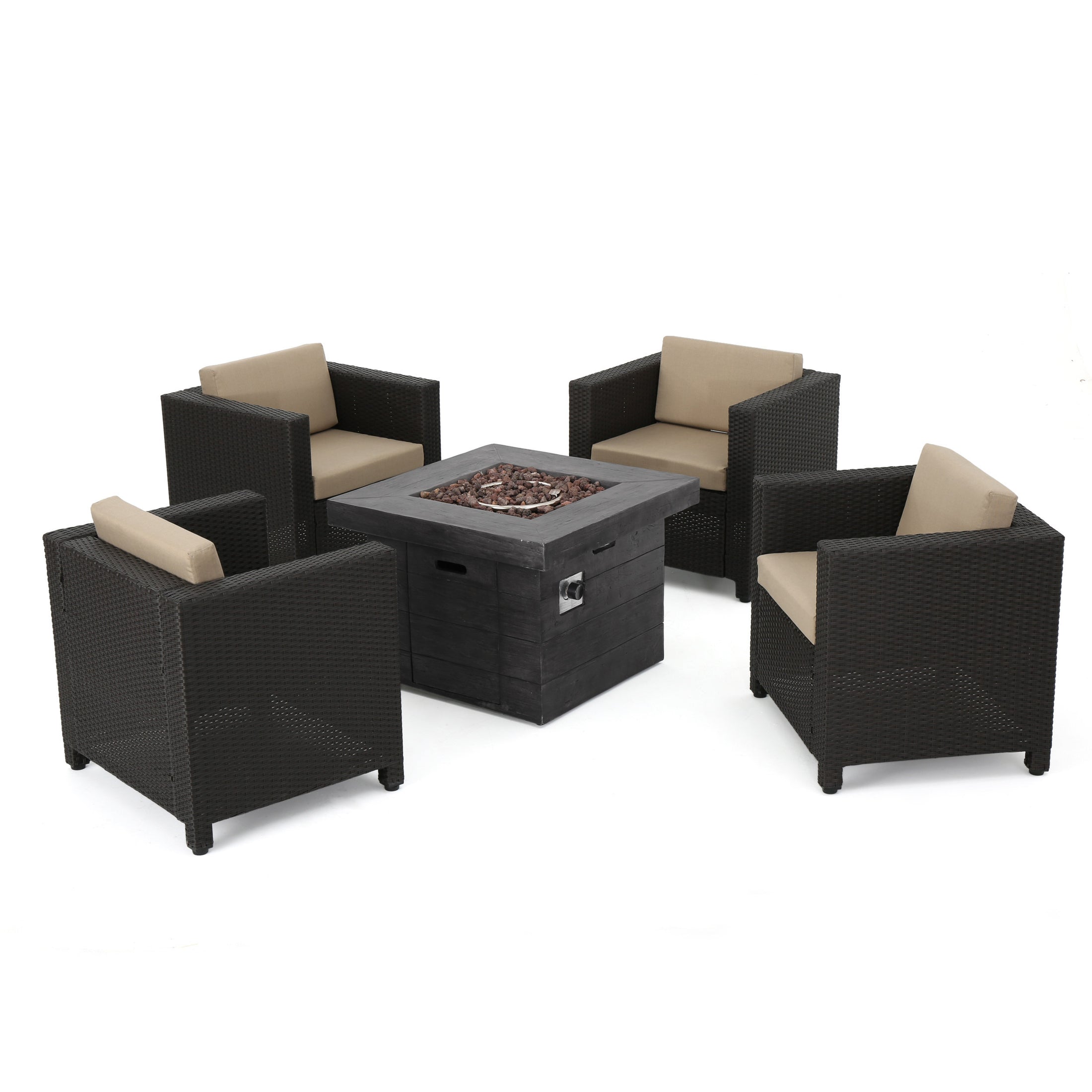 Venice 4-Seater Outdoor Fire Pit Chat Set – GDFStudio