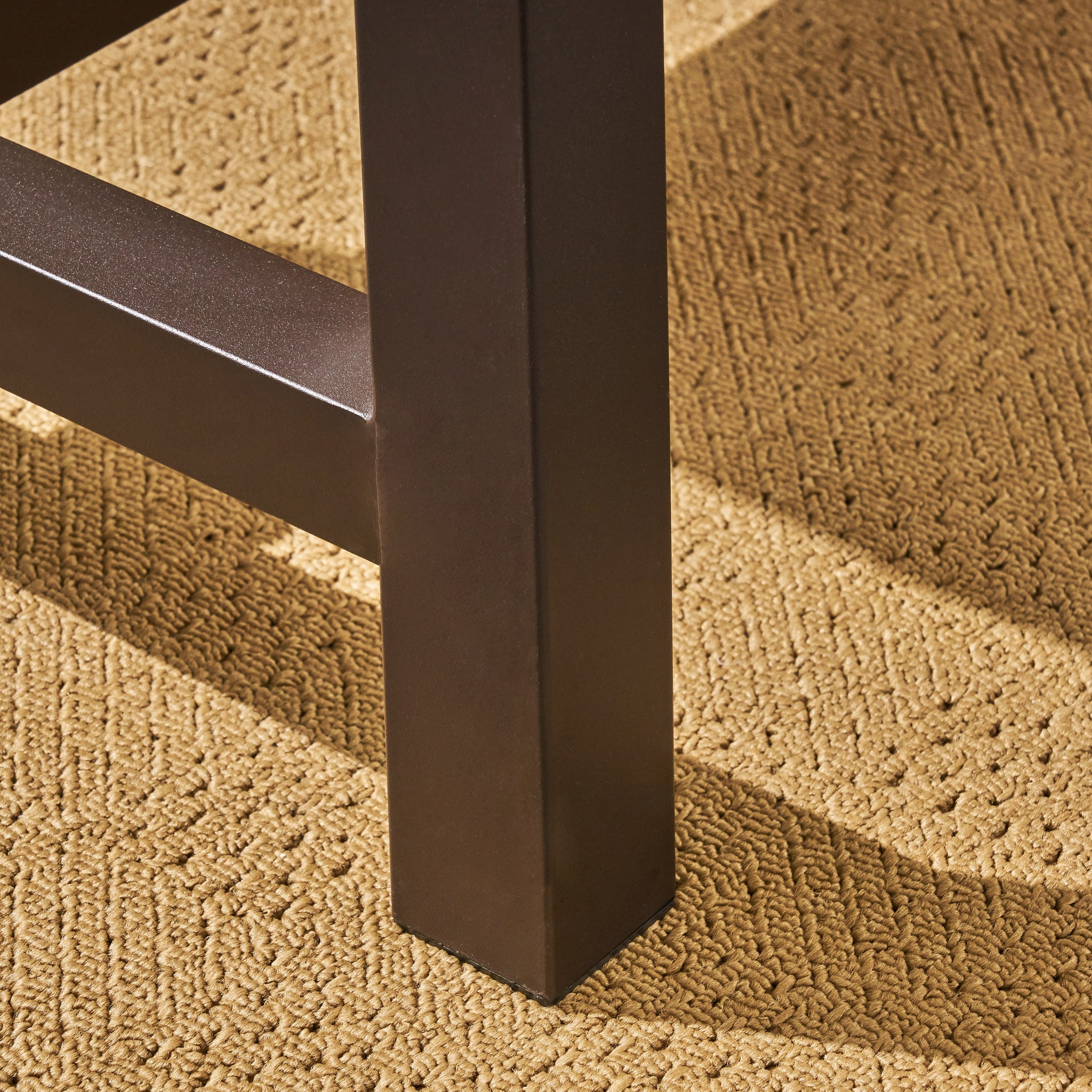 Carlie Outdoor Sandblast Finished Dining Table with Iron Legs – GDFStudio