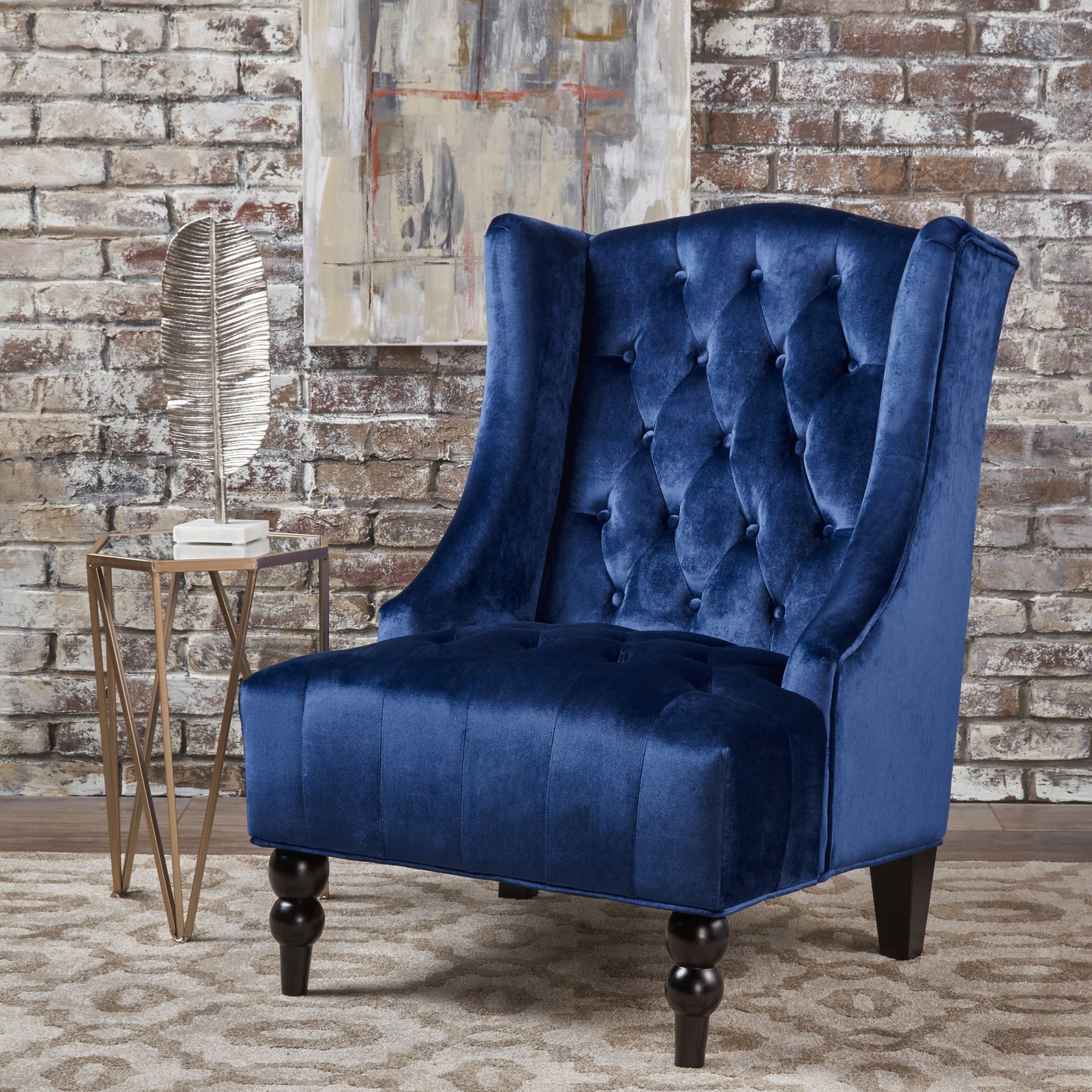 Talisa Winged High-Back Tufted New Velvet Club Chair – GDFStudio