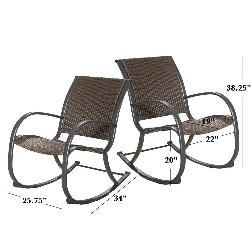 Leann Outdoor Dark Brown Wicker Rocking Chairs – GDFStudio