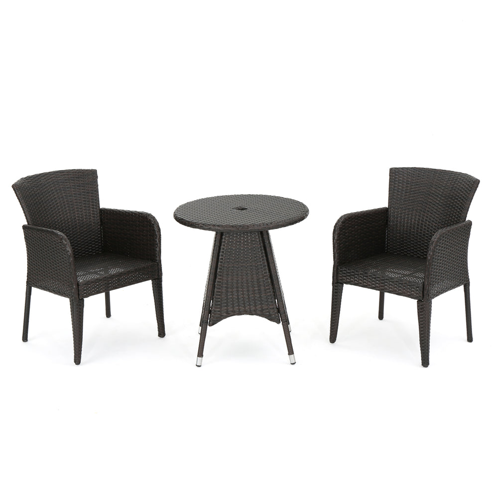 Mockler Outdoor Contemporary Multi-Brown Round 3pc Bistro Set – GDFStudio