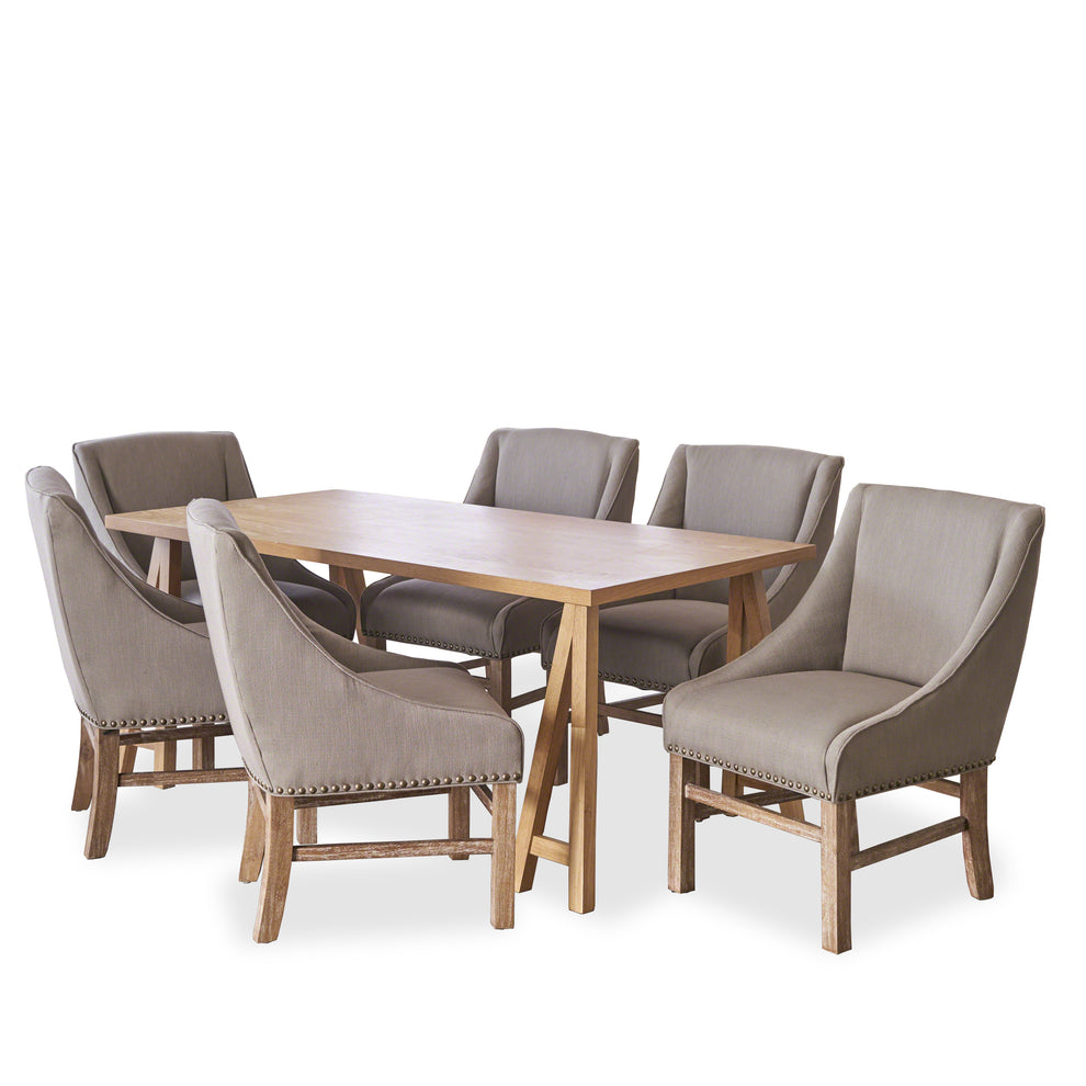 Sarrave Farmhouse 7 Piece Wood Dining Set – GDFStudio