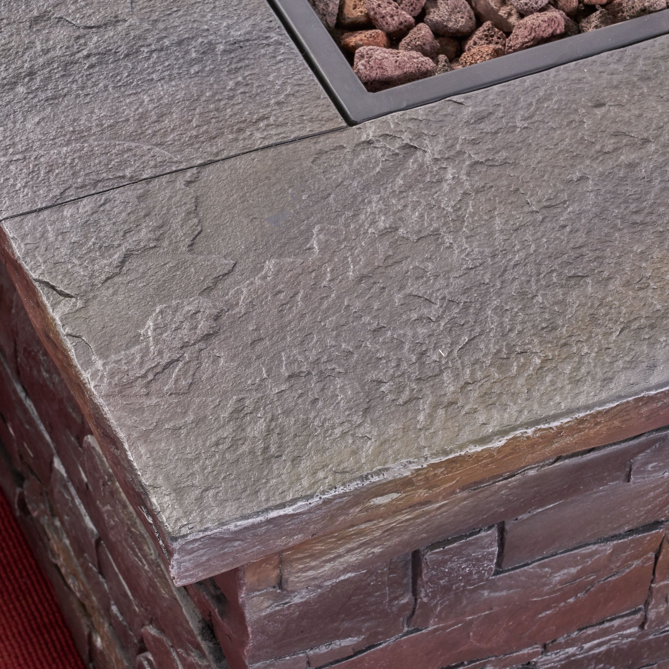 Welsh Outdoor Light Weight Rectangular Fire Pit, Natural Stone – GDFStudio