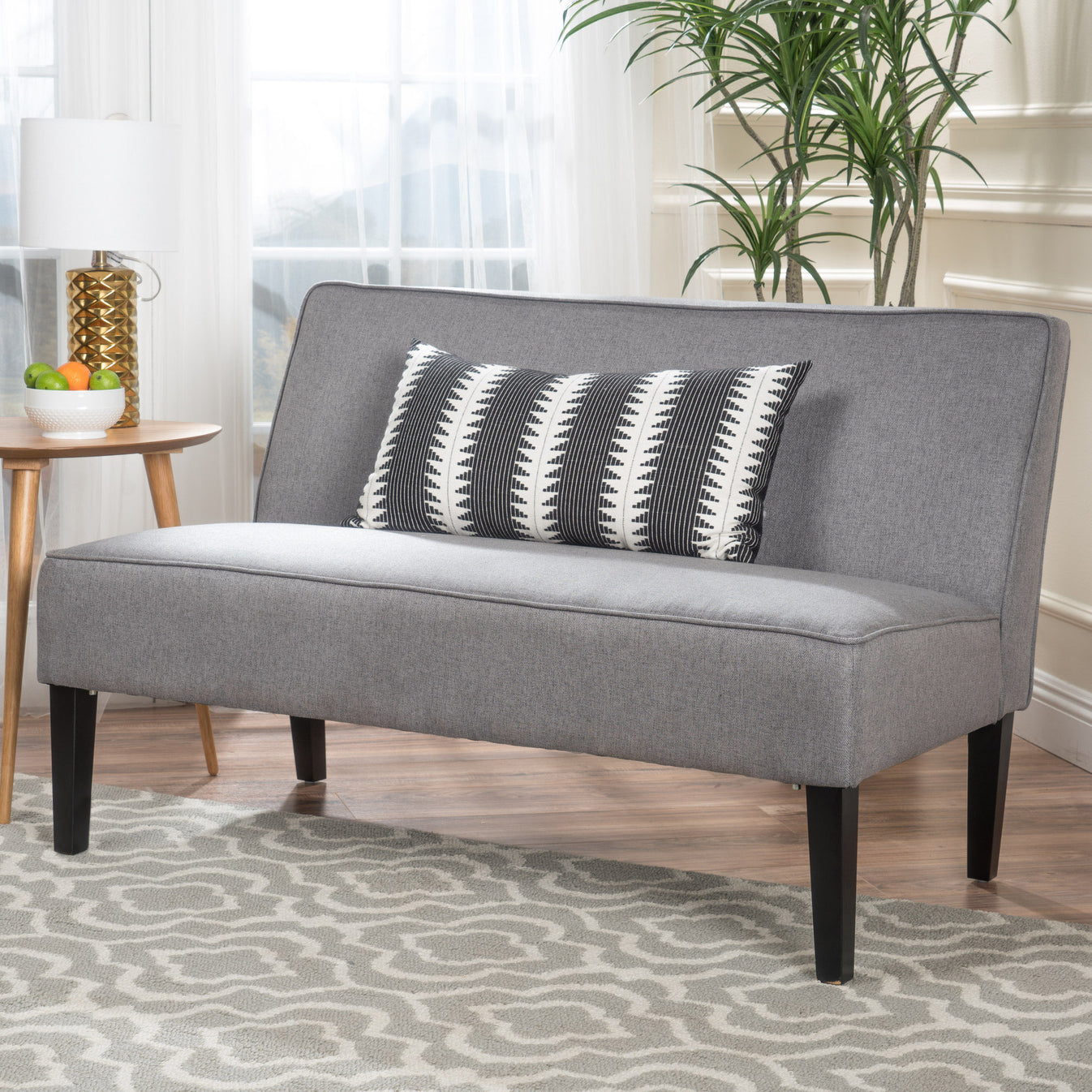 Chandler Grey Fabric Settee – GDFStudio