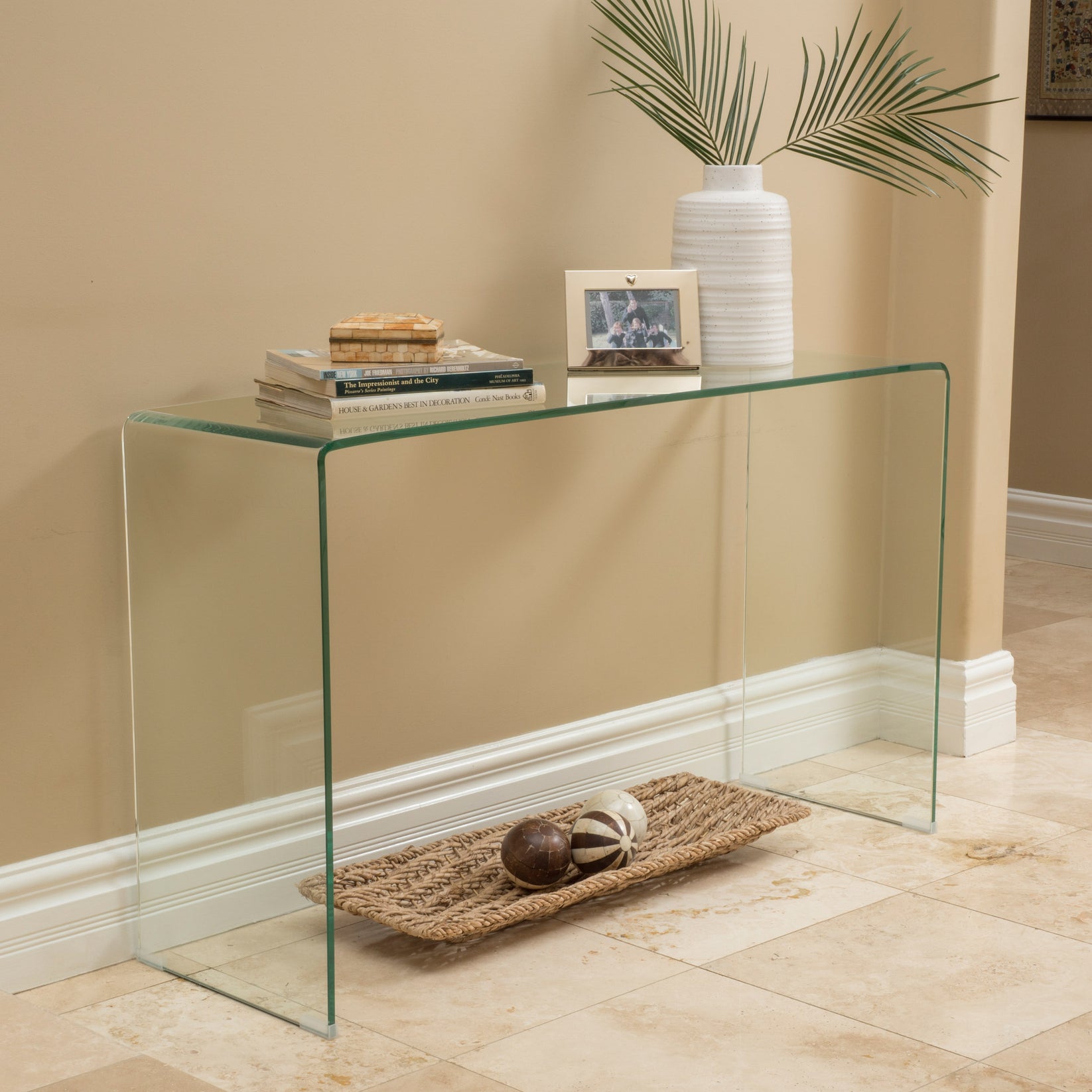 Modern Rectangular Clear 12mm Tempered Glass Console Table – GDFStudio