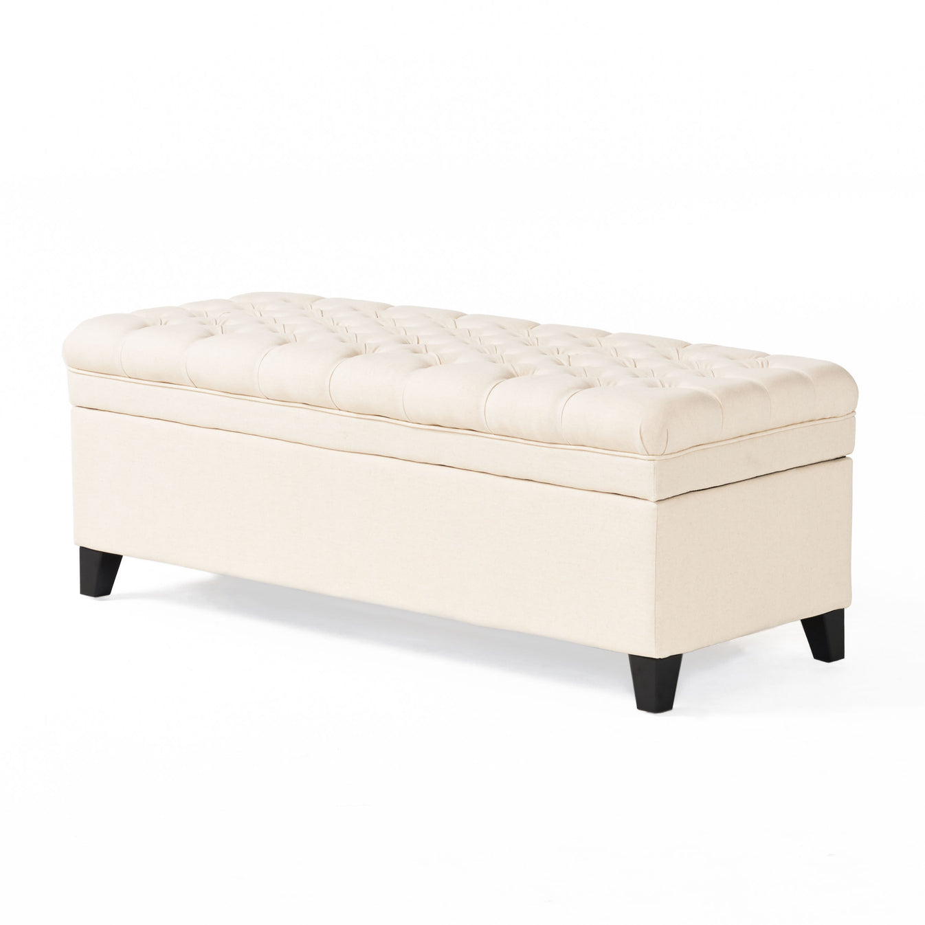 Sheffield French Style Beige Fabric Tufted Storage Ottoman Bench ...