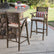 Joye Outdoor Acacia Wood Barstool (Set of 2), Grey with Cream Cushion ...