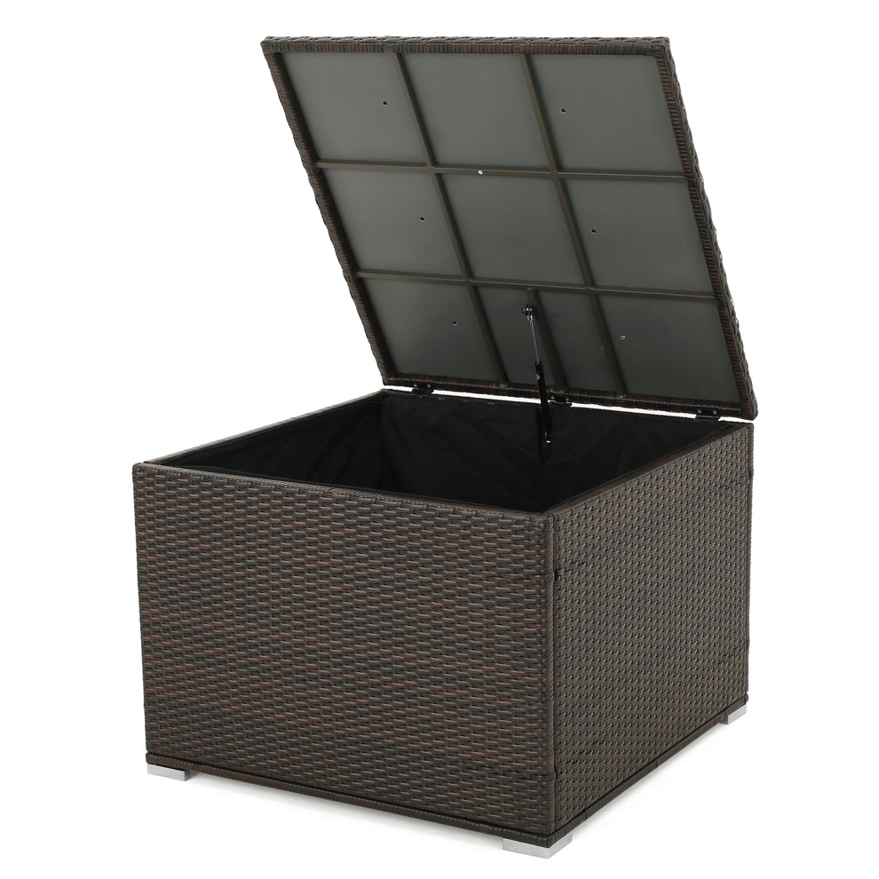 San Louis Obispo Outdoor Square Multi-Brown Wicker Storage Box w/ Zipp ...