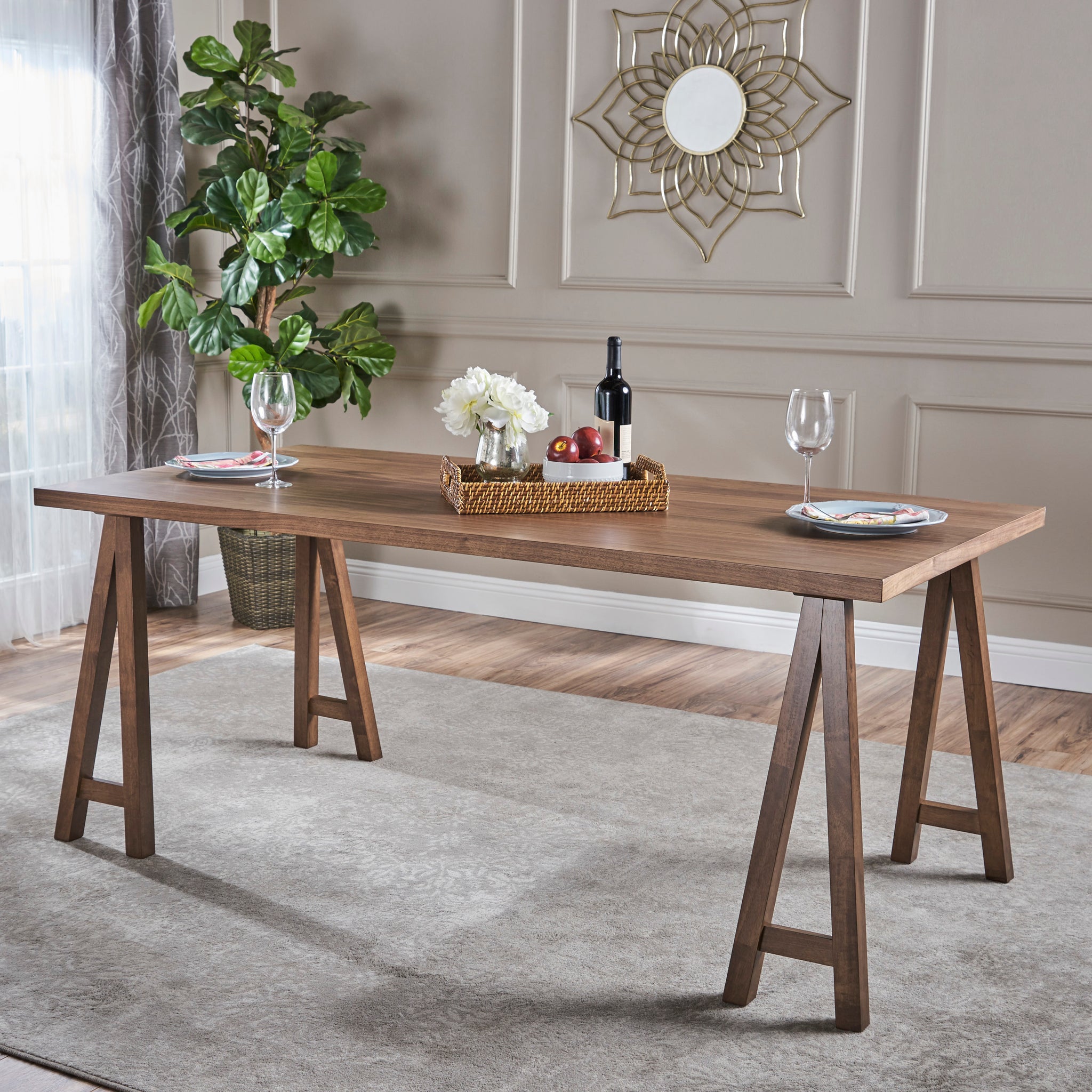 Sabrina Mid Century Modern Wood Dining Table – GDFStudio