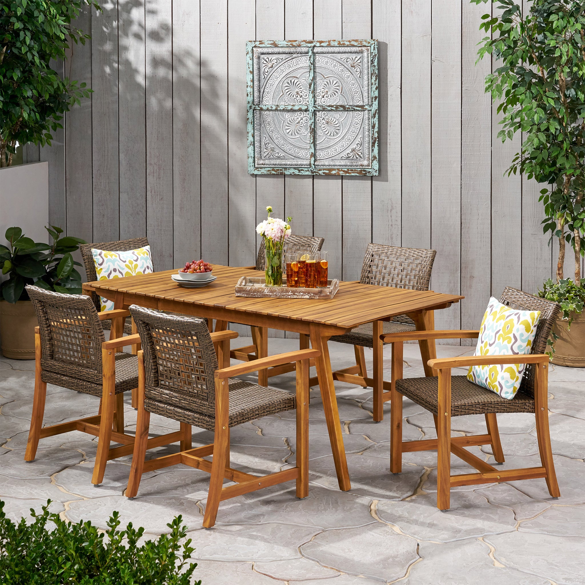 Jovana Outdoor 6 Seater Dining Set – GDFStudio