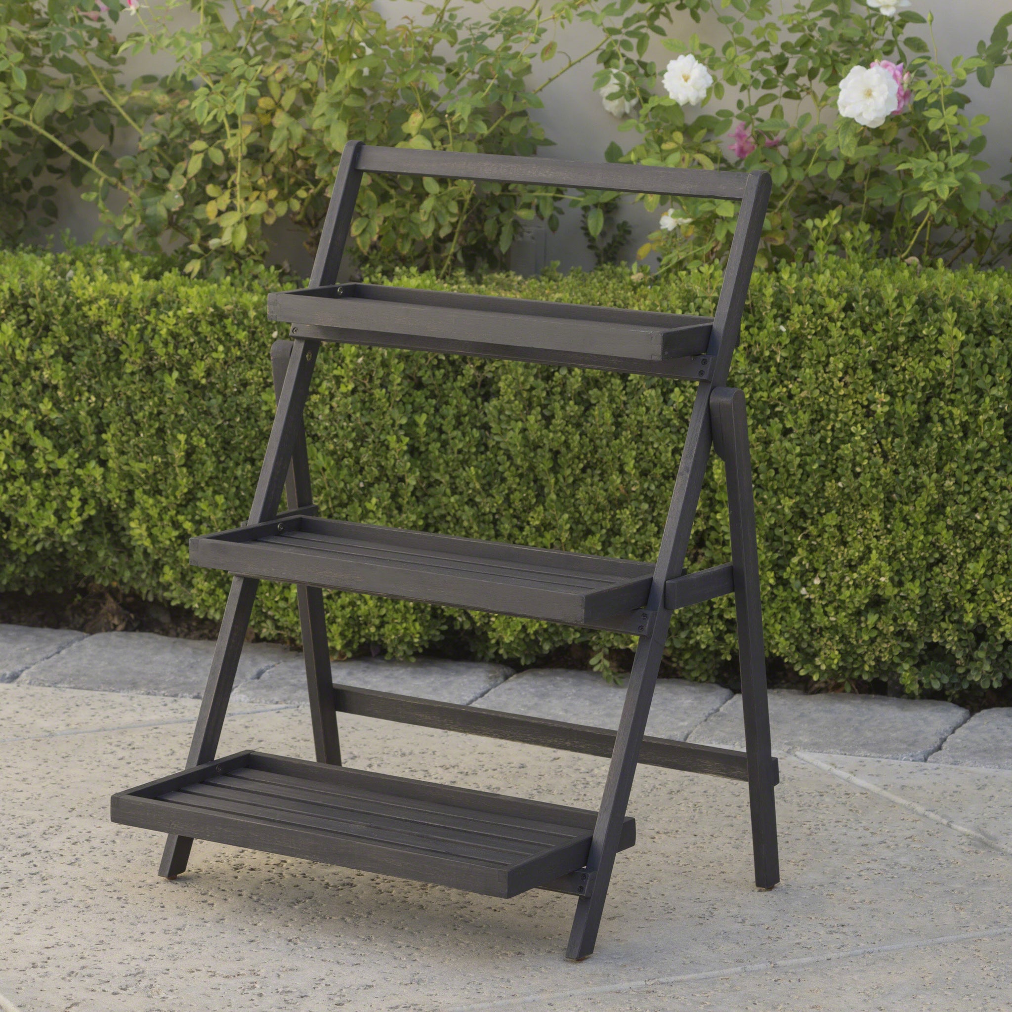 Topside Outdoor Acacia Wood Plant Stand – GDFStudio