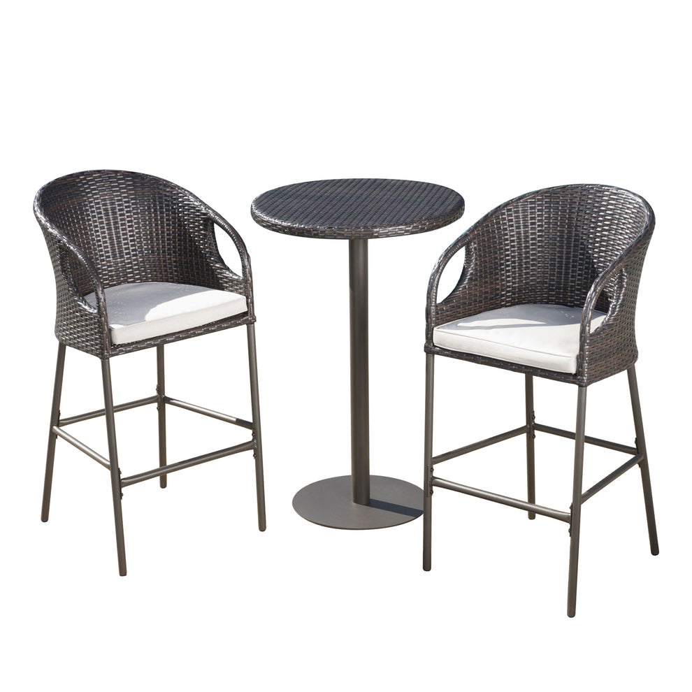 Big Rock Outdoor 3 Piece Multi-brown Wicker Round Bar Set – GDFStudio