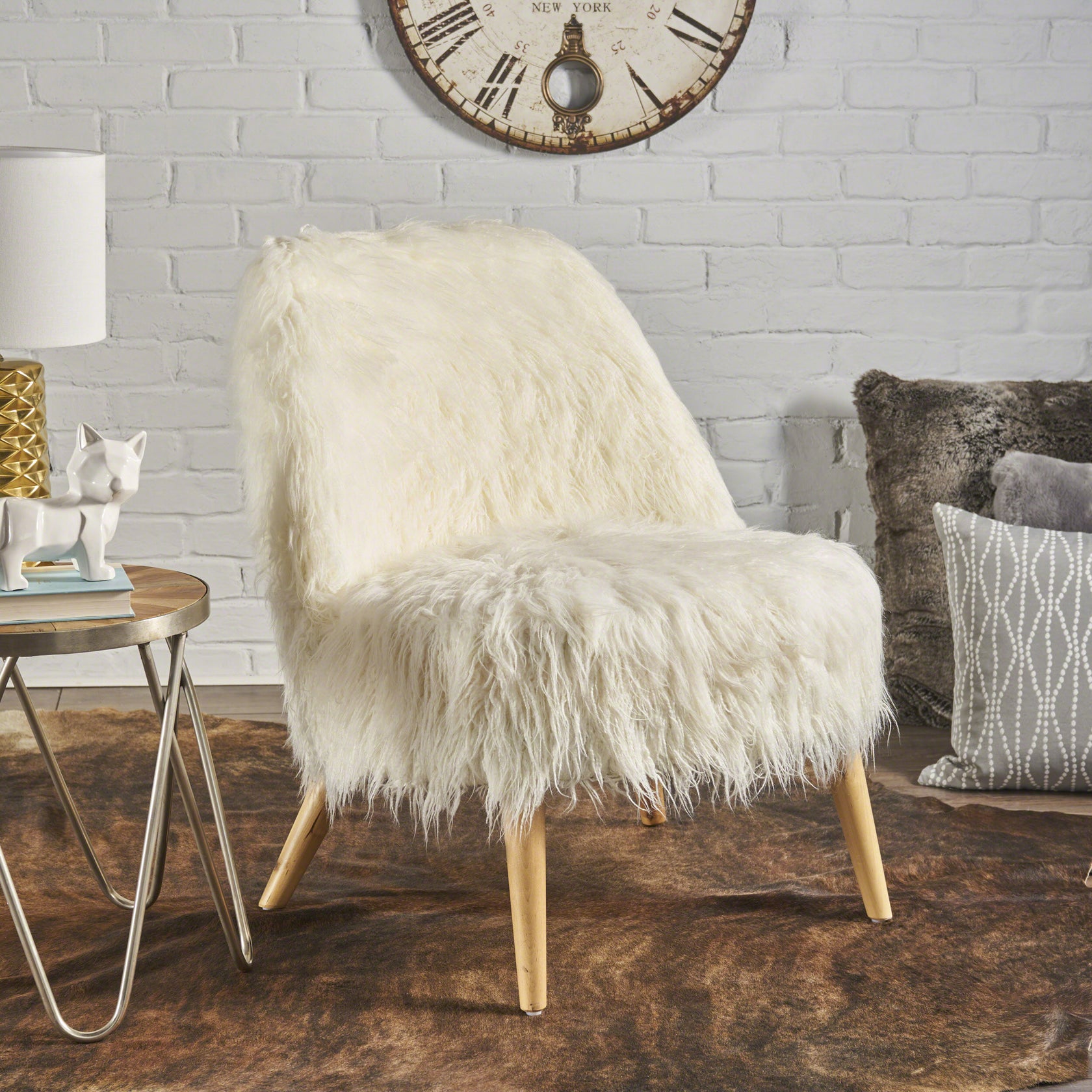 Cheryiie Modern Glam Shaggy Accent Chair – GDFStudio