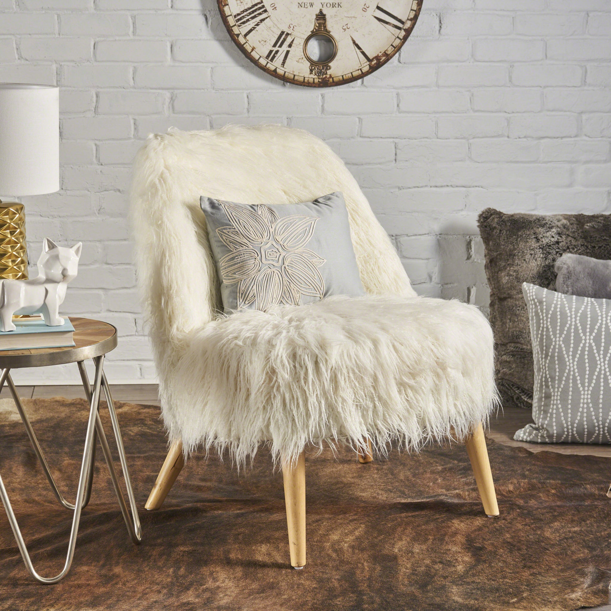 Cheryiie Modern Glam Shaggy Accent Chair – GDFStudio