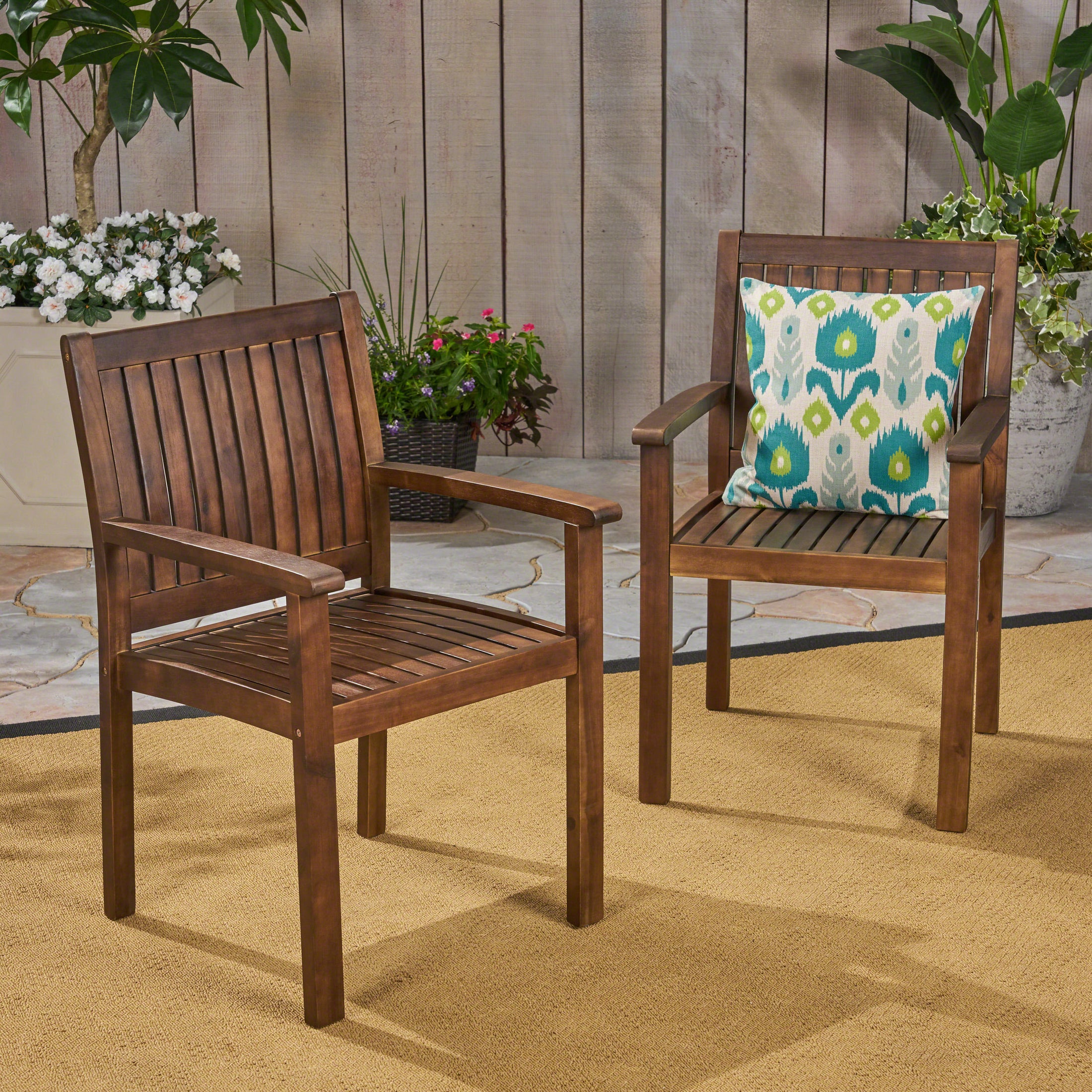 Kylan Outdoor Acacia Wood Dining Chairs (Set of 2) – GDFStudio