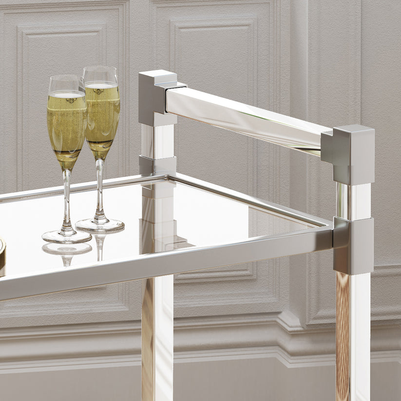 Hilary Modern Glass Bar Trolley – GDFStudio
