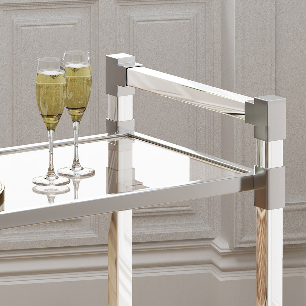 Hilary Modern Glass Bar Trolley – GDFStudio
