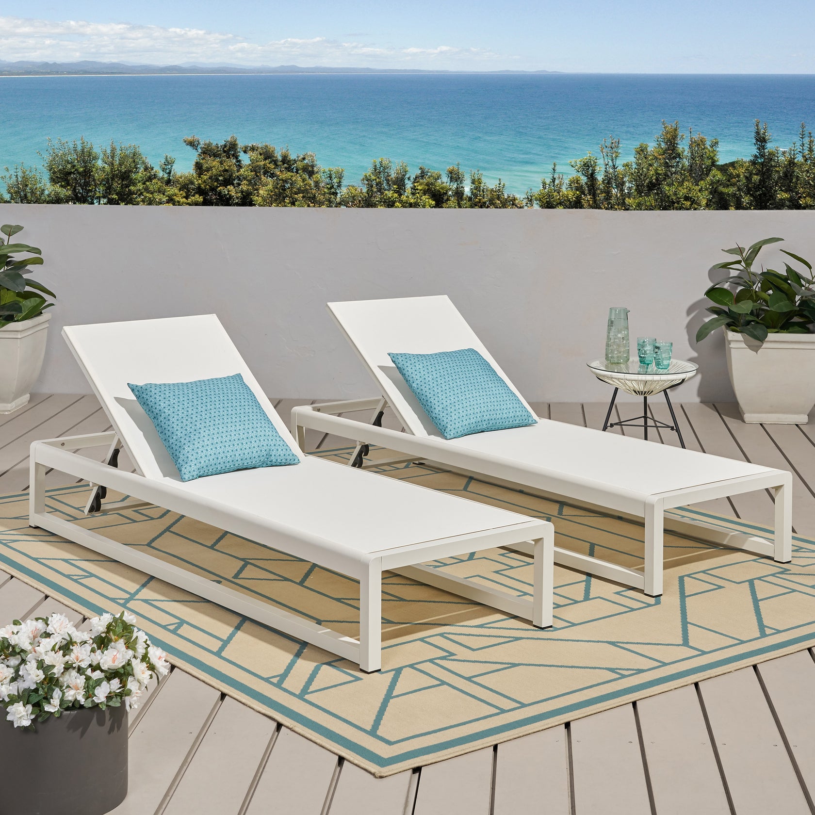 Camdyn Outdoor Mesh Chaise Lounge (Set of 2) – GDFStudio