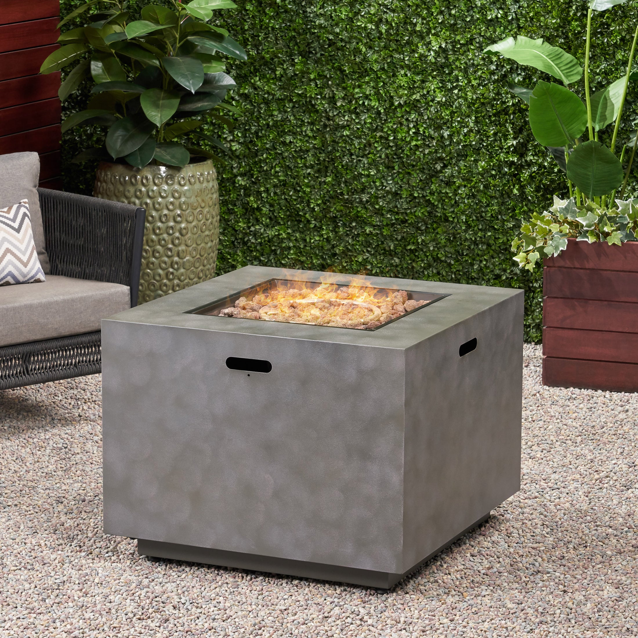 Jasmine Outdoor 33-Inch Square Fire Pit – GDFStudio