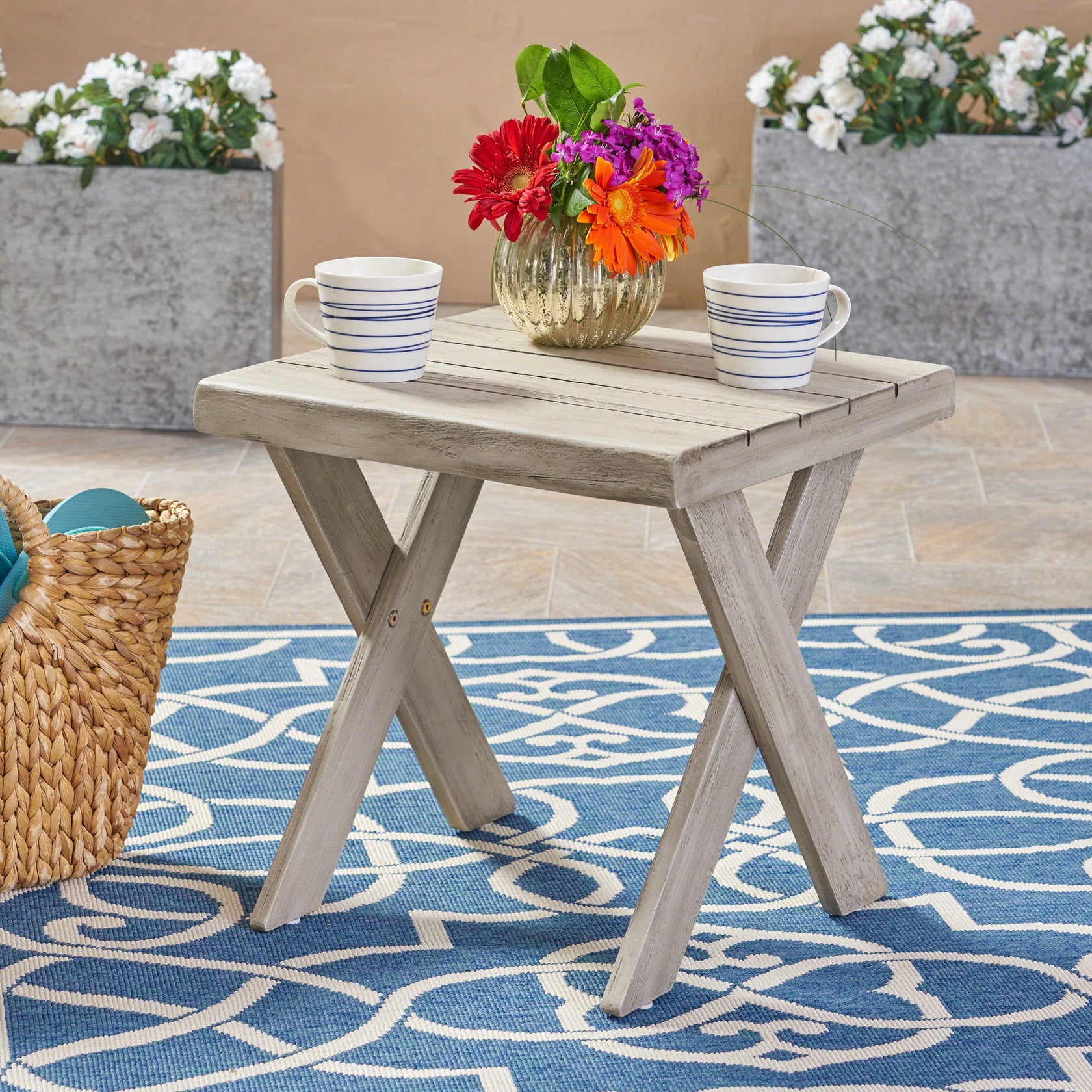 Irene Outdoor Acacia Wood Side Table – GDFStudio