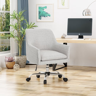 Morgan Mid Century Modern Fabric Home Office Chair with Chrome Base ...