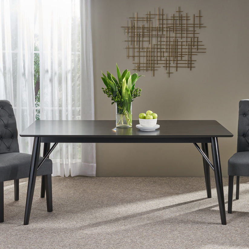 Freesia Contemporary Wooden Rectangular Dining Table, Black – GDFStudio