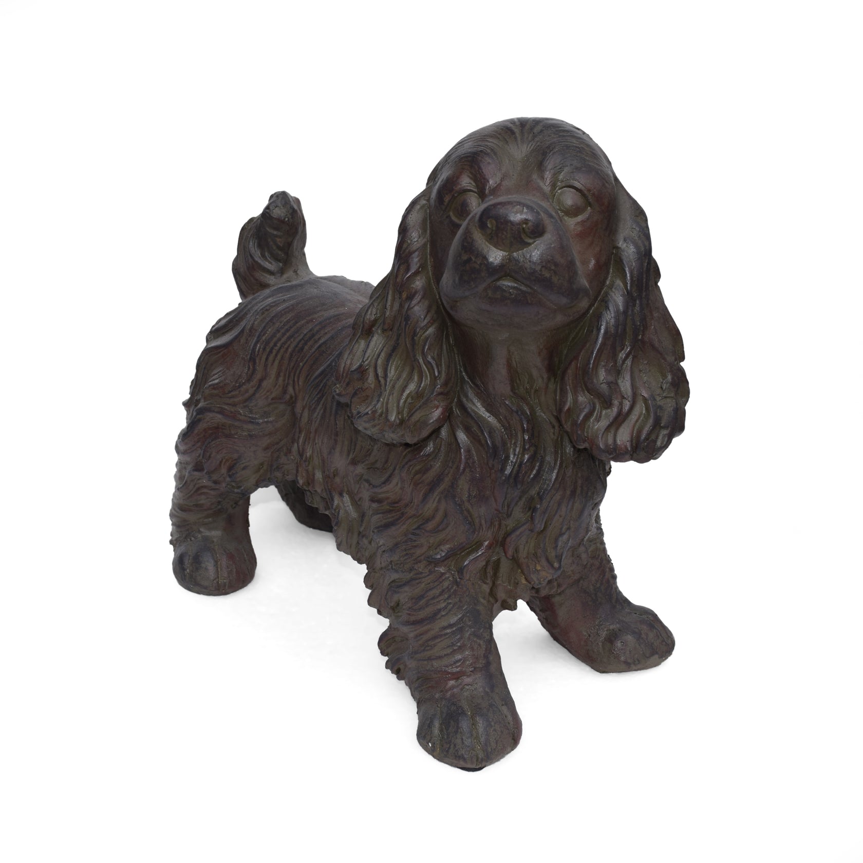 Messiah Outdoor Cocker Spaniel Dog Garden Statue, Brown Finish – GDFStudio