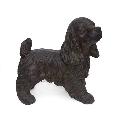 Messiah Outdoor Cocker Spaniel Dog Garden Statue, Brown Finish – GDFStudio
