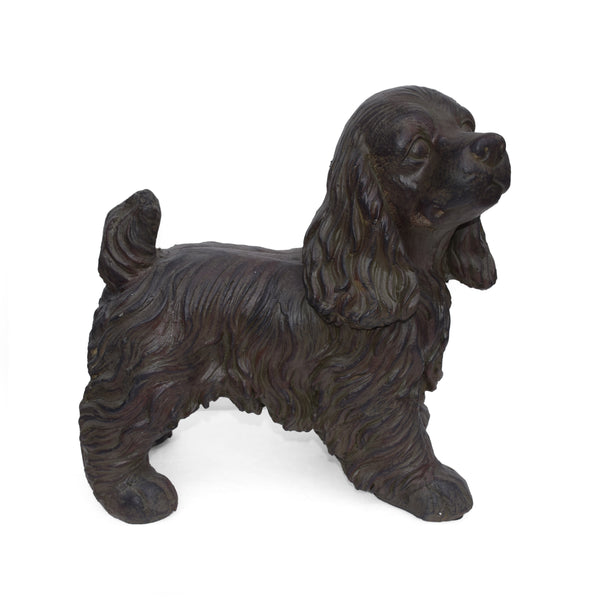 Messiah Outdoor Cocker Spaniel Dog Garden Statue, Brown Finish – GDFStudio
