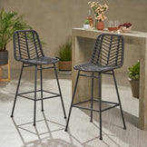 Jessie Outdoor Wicker Barstools (Set of 2) – GDFStudio
