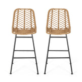Jessie Outdoor Wicker Barstools (Set of 2) – GDFStudio