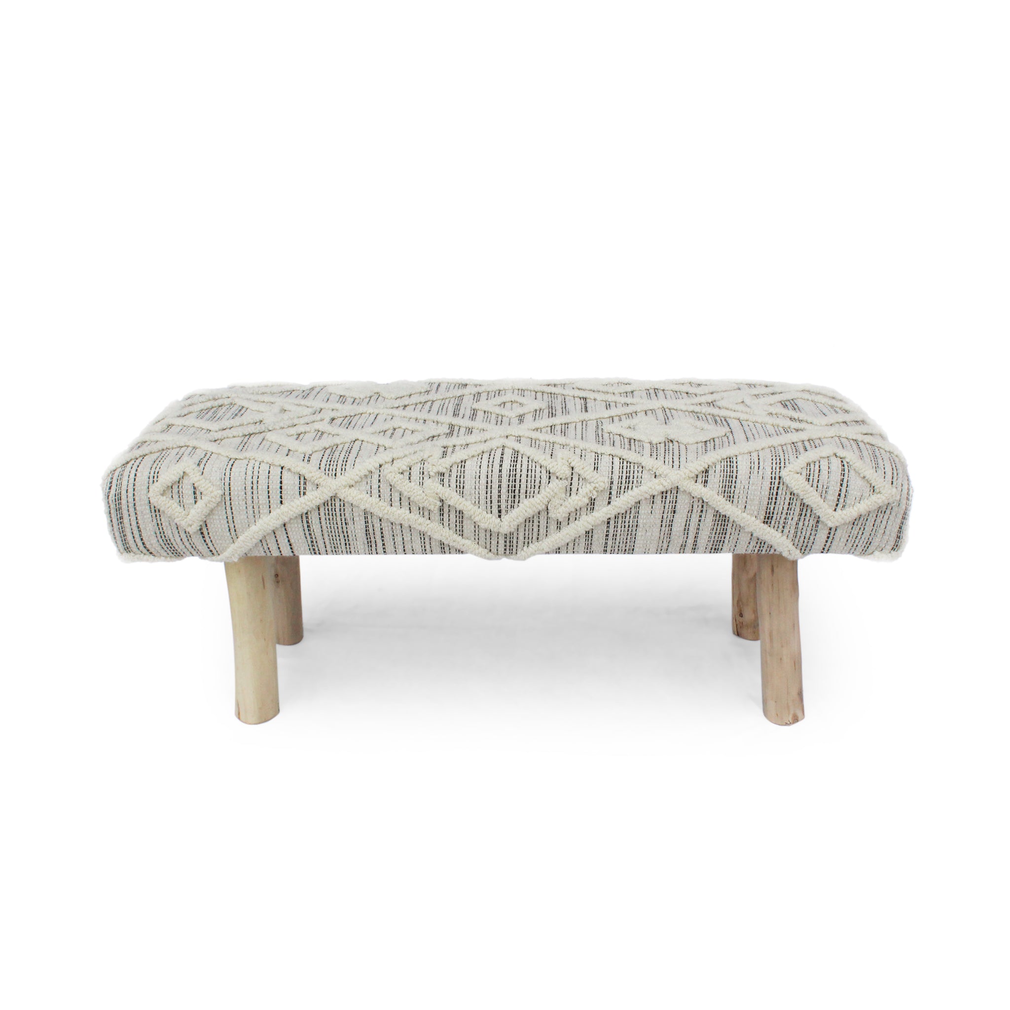 Carrera Handcrafted Boho Rectangular Wool & Fabric Bench – GDFStudio