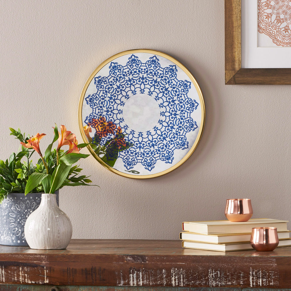 Sinaya Oriental Round Tempered Glass Wall Accessory – GDFStudio