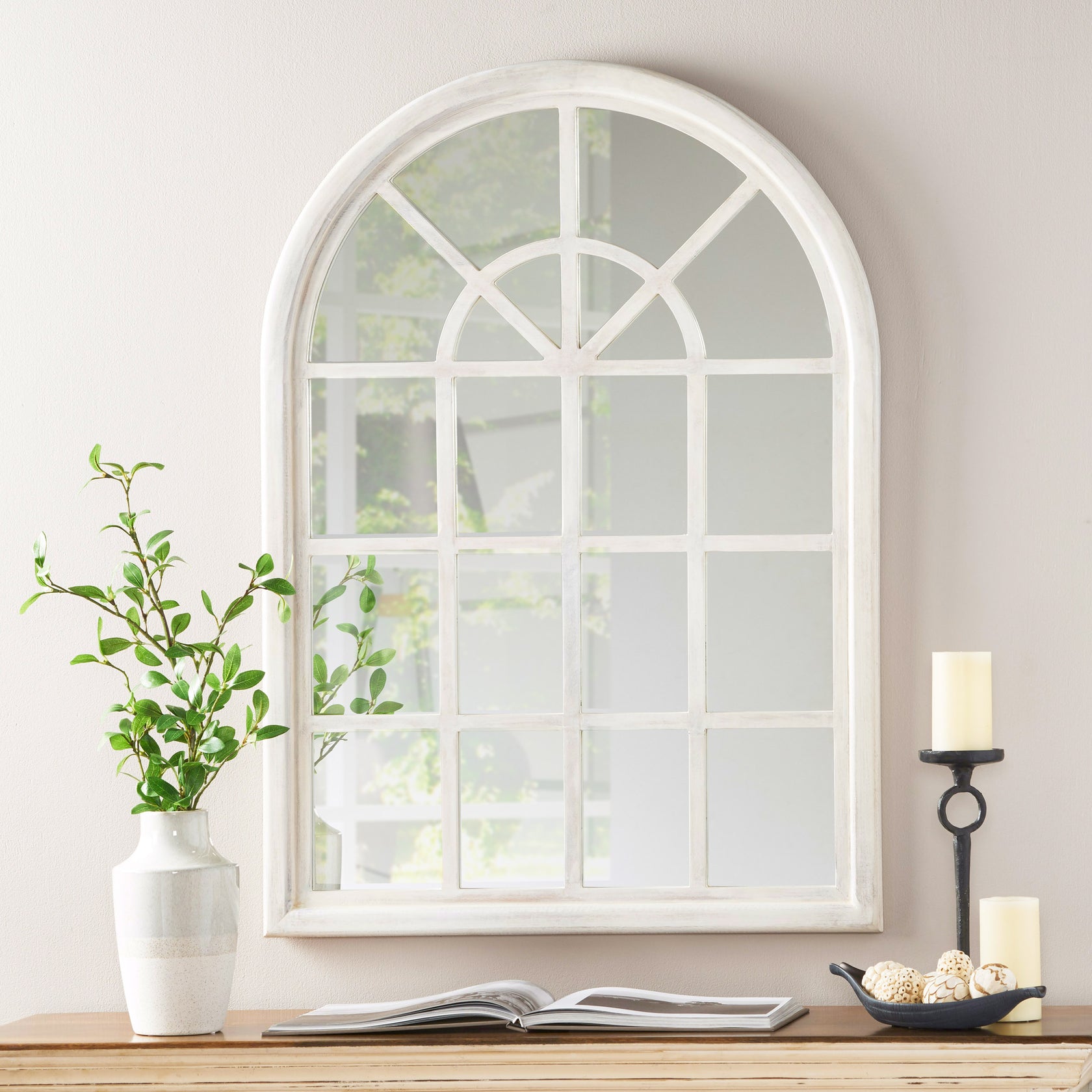 Sebastiane Traditional Arched Windowpane Mirror – GDFStudio