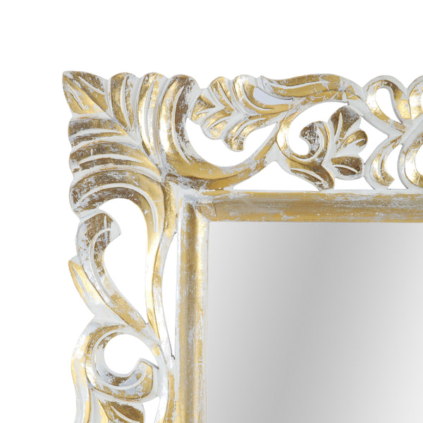 Sarah Traditional Standing Mirror with Floral Carved Frame – GDFStudio