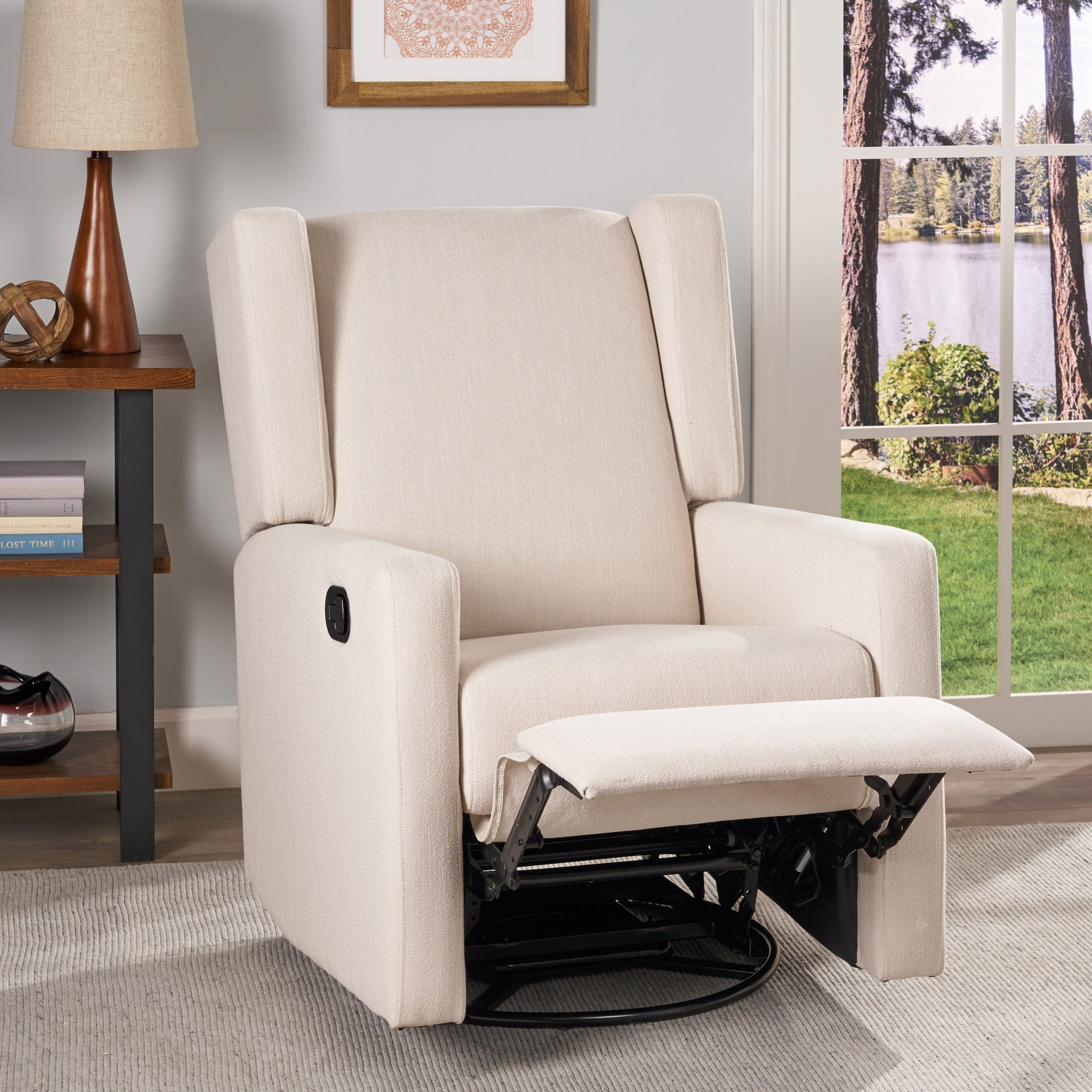 Wafa Upholstered Swivel Recliner – GDFStudio