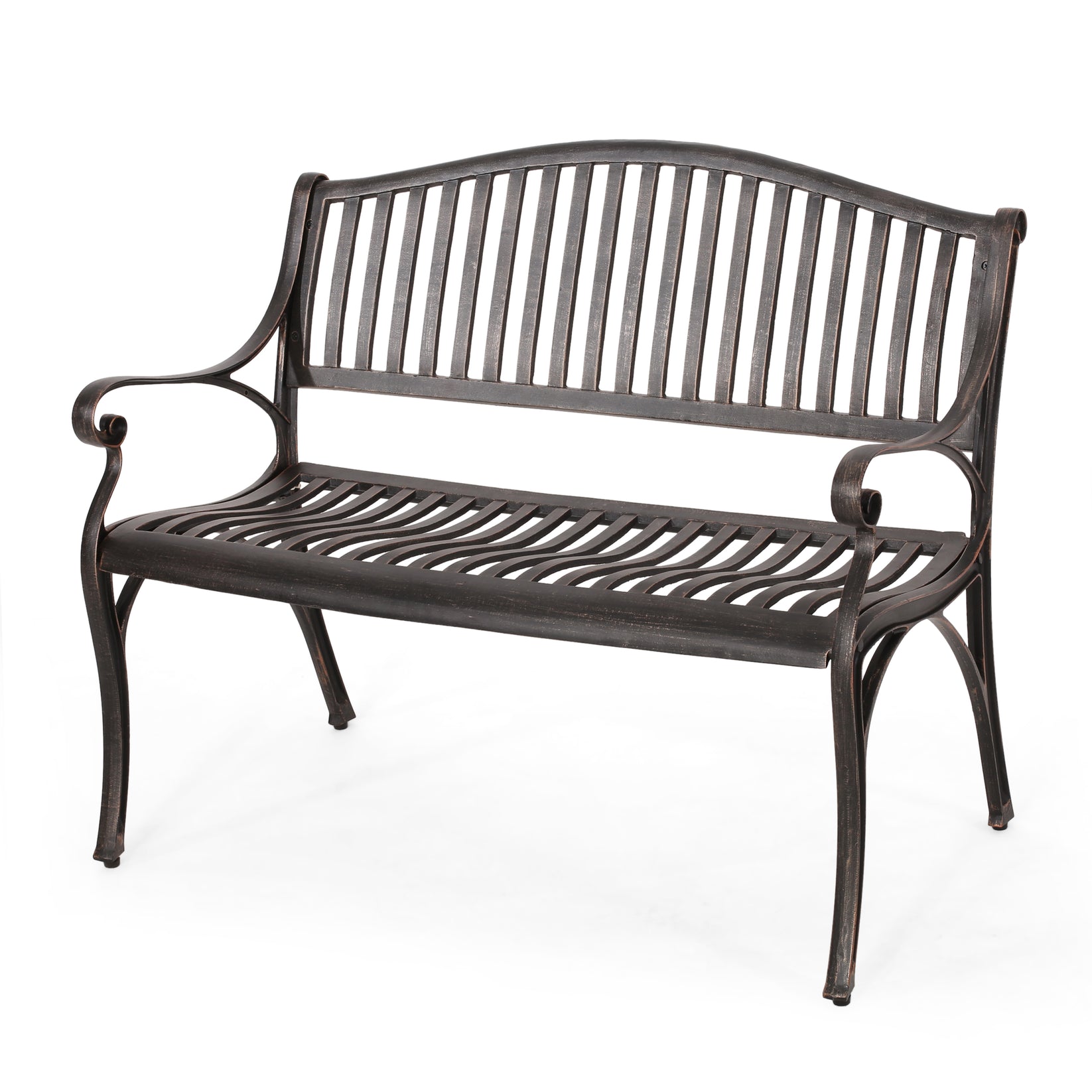 Stassi Outdoor Traditional Cast Aluminum Bench – GDFStudio