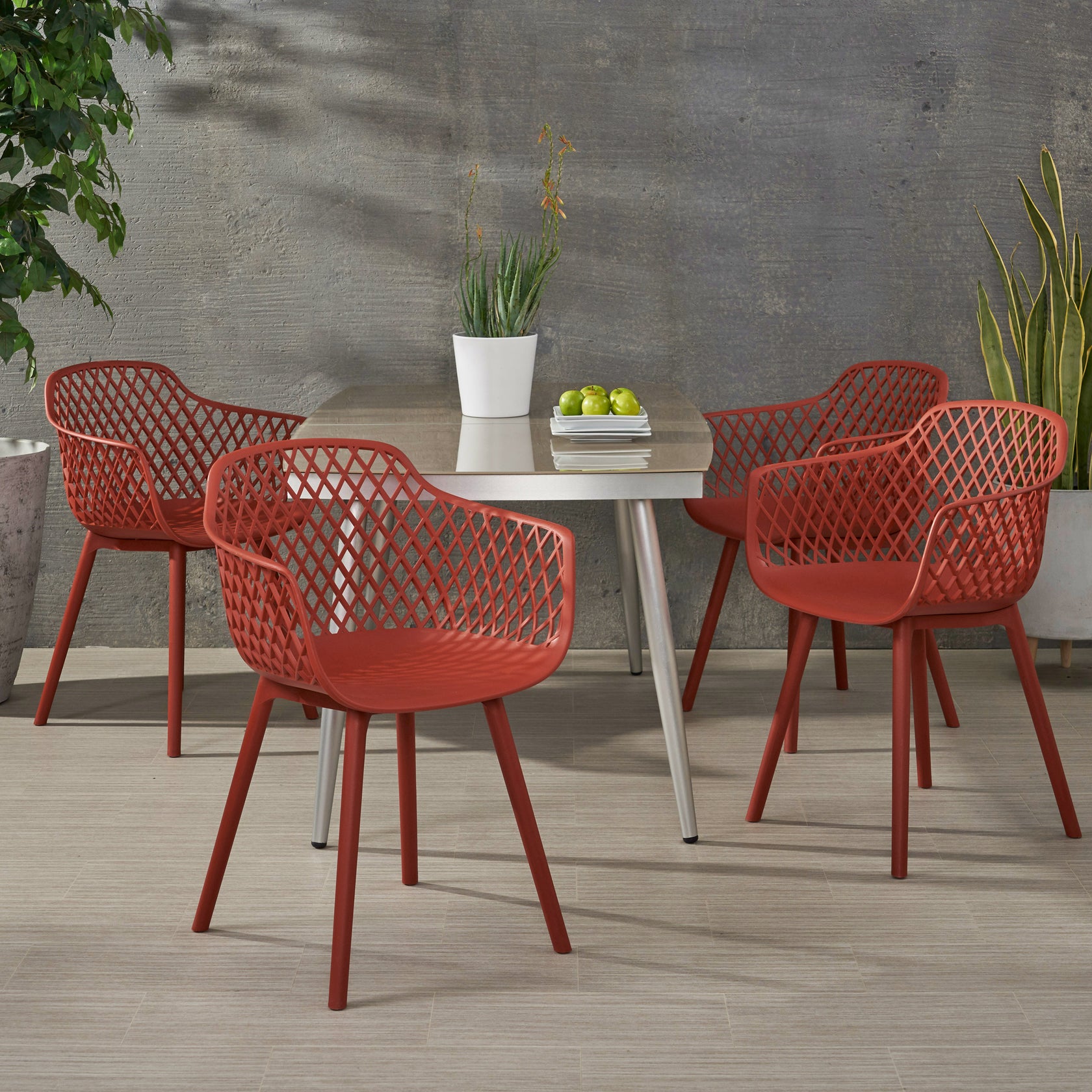 Tate Outdoor Modern Dining Chair (Set of 4) – GDFStudio